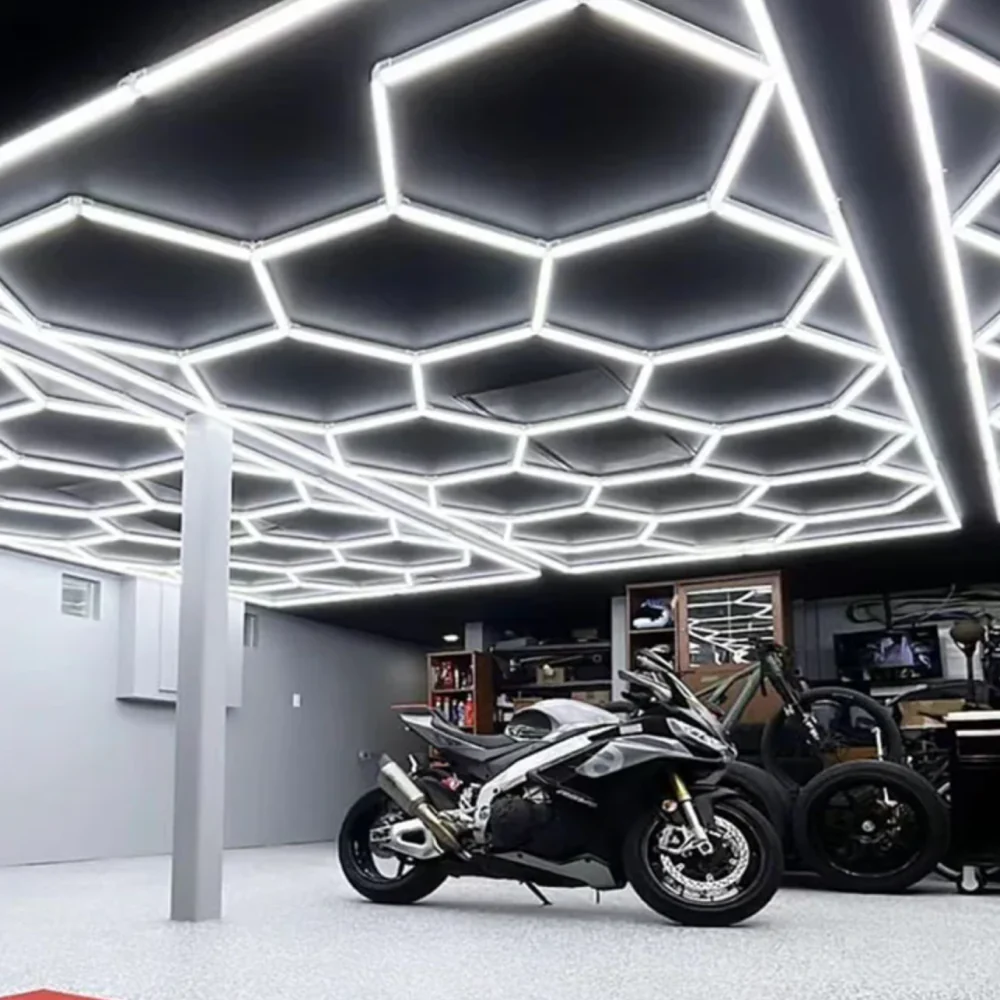 Hexagon Lights in New Zealand Premium LED Kits for Garages & Workshops