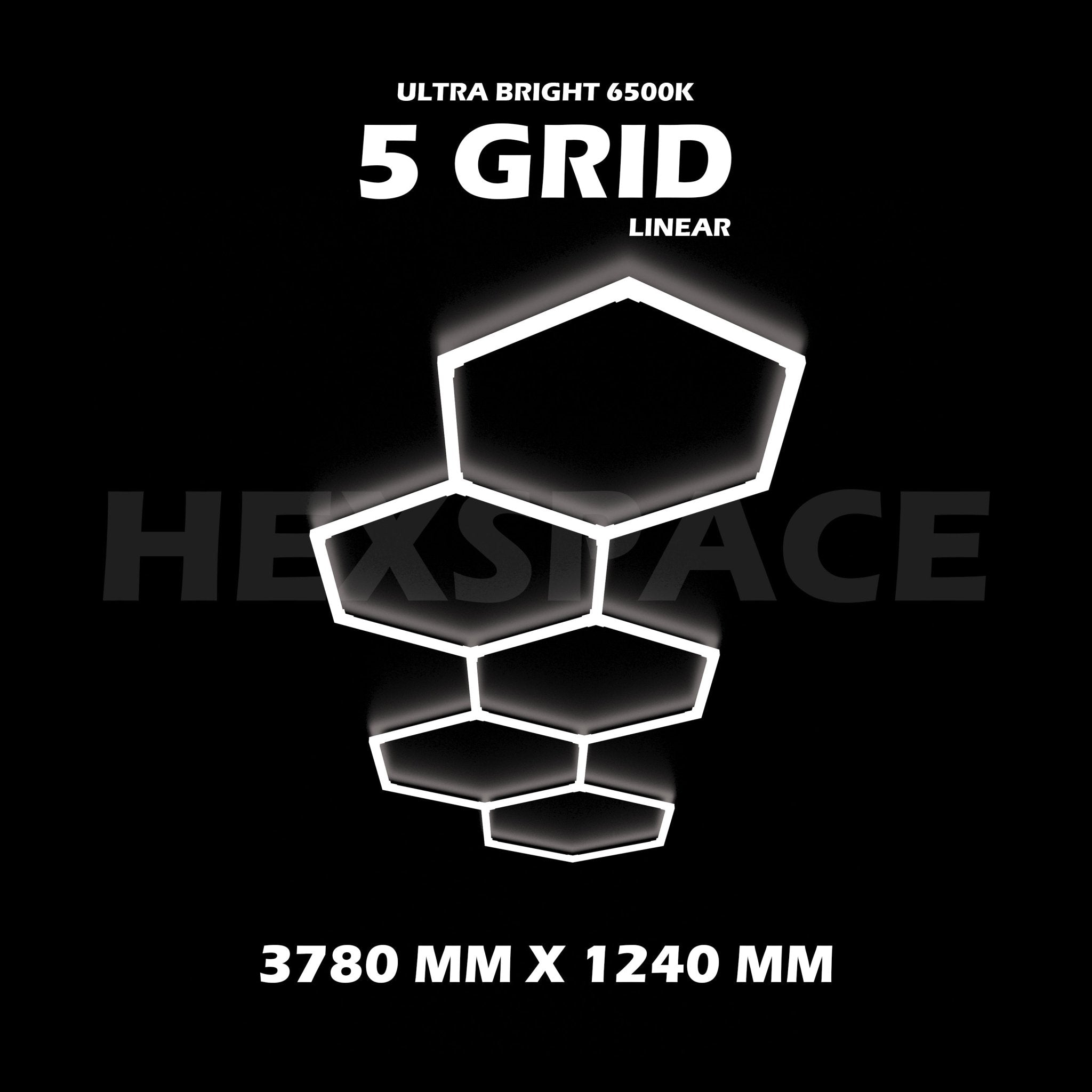 Hexagon Lights 5 Grid LED System Garage Lighting(3.8*1.3m) HexSpace AU