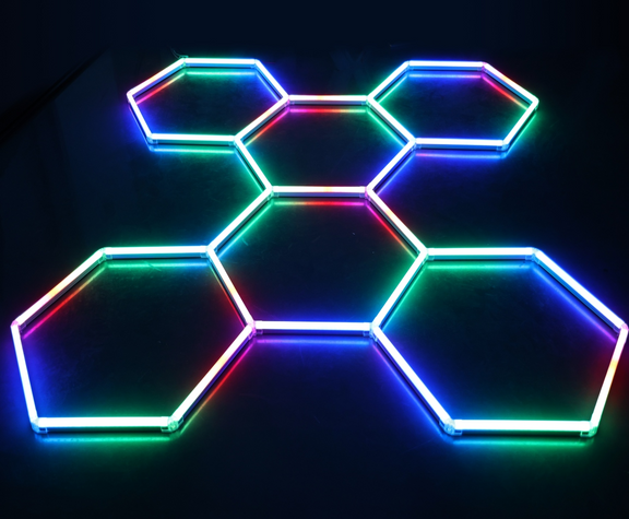 Hexagon RGB Lights 5 Grid System Game Room bar(2.4*1.7m) | HexSpace